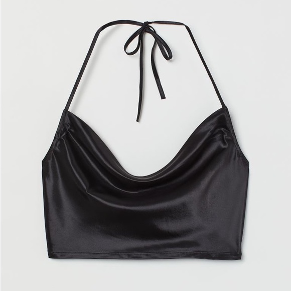 H&M | Tops | Nwt Hm Satin Cowl Halter Crop Top | Poshmark